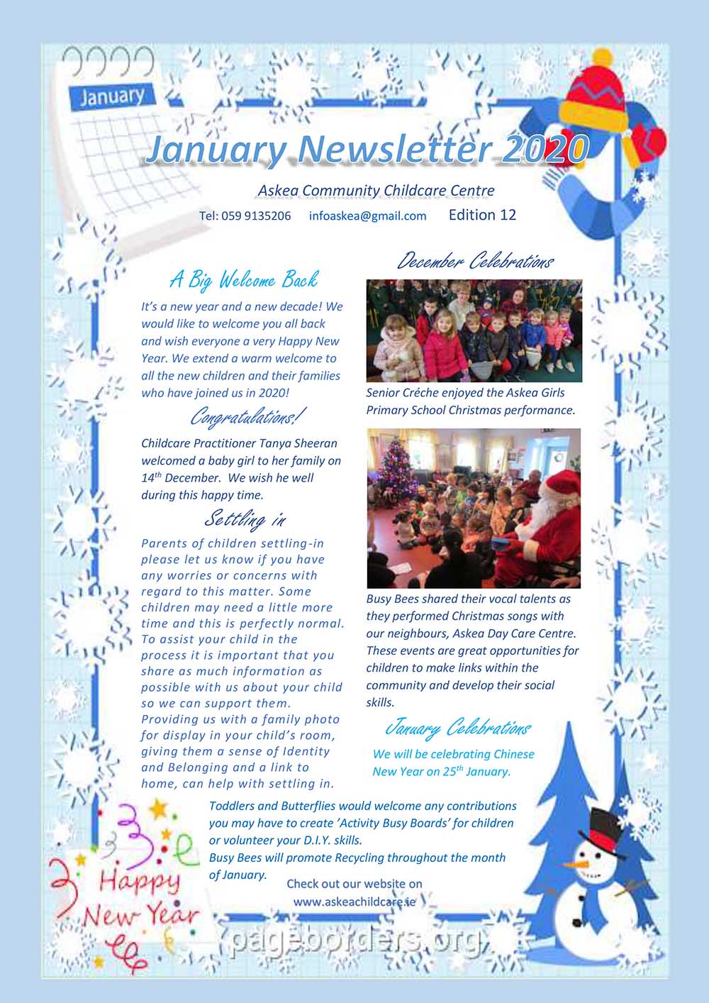 January Newsletter 20 Askea Community Childcare Centre